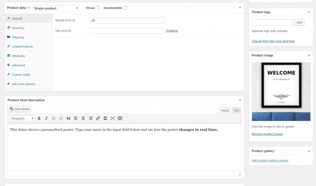 How to create a custom personalized poster in WooCommerce