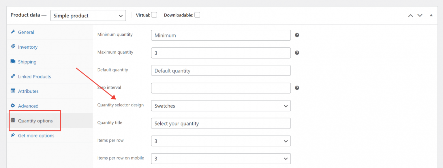 Create quantity swatches (a quantity selector design) - Wombat Plugins