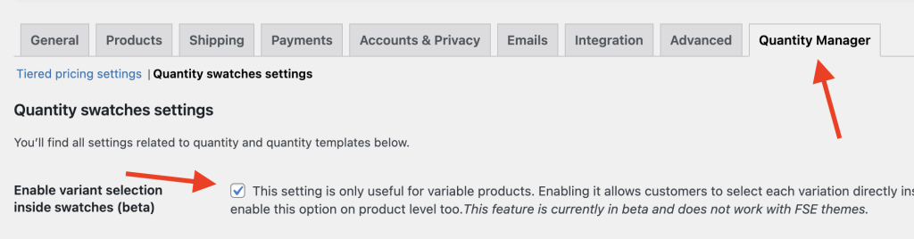 Add separate variation selections inside quantity swatches - Wombat Plugins