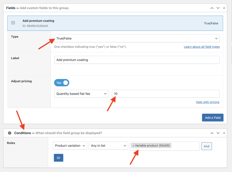 Add Different Input Fields Or Prices To Specific Variations Wombat Plugins